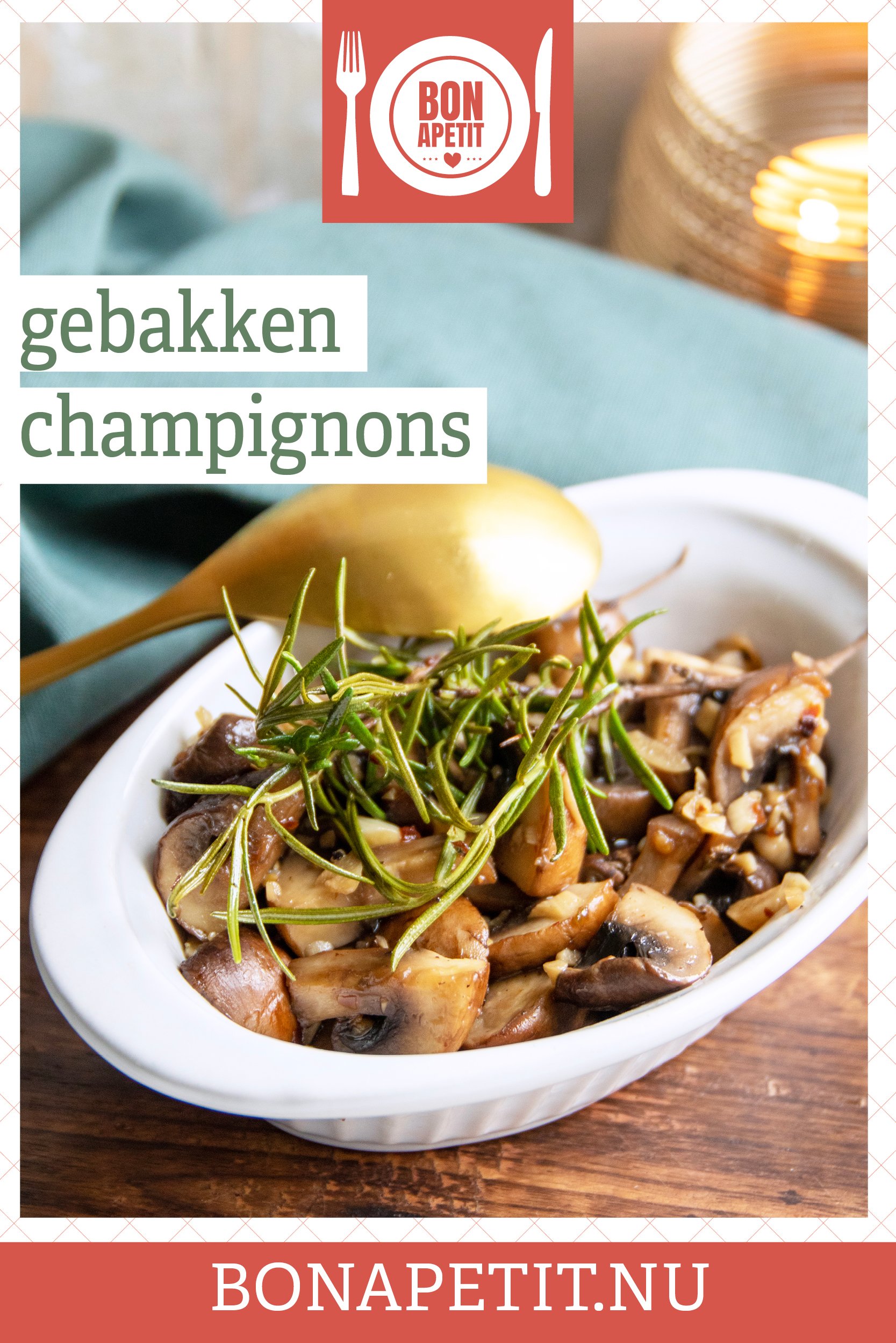 champignons gebakken in knoflook en rozemarijn - Bonapetit