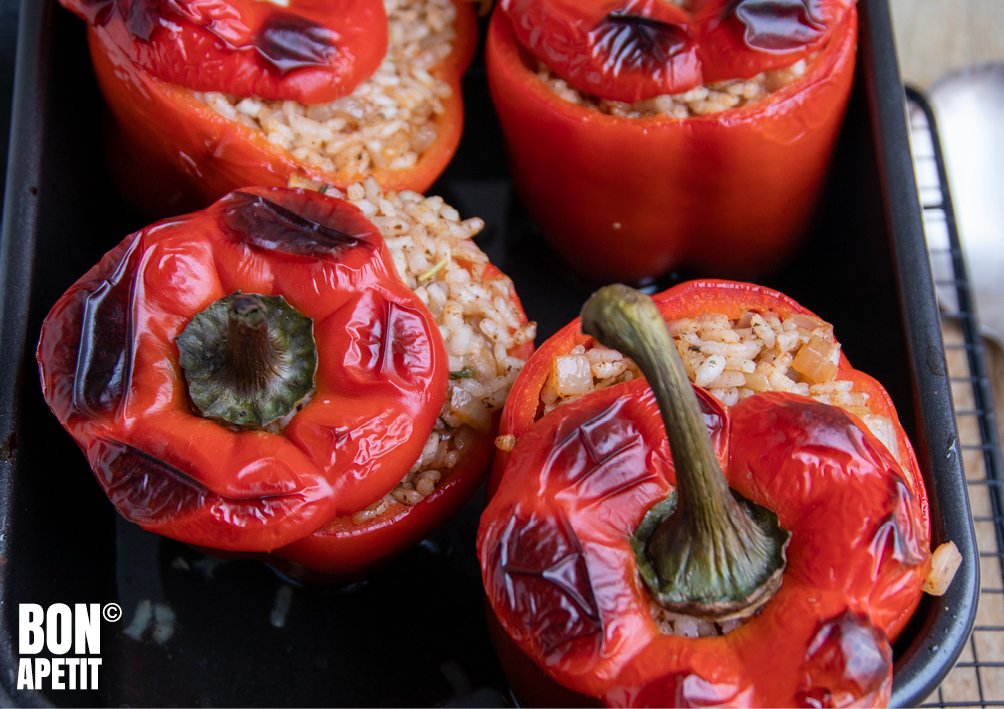 Gevulde paprika met risotto - Bonapetit